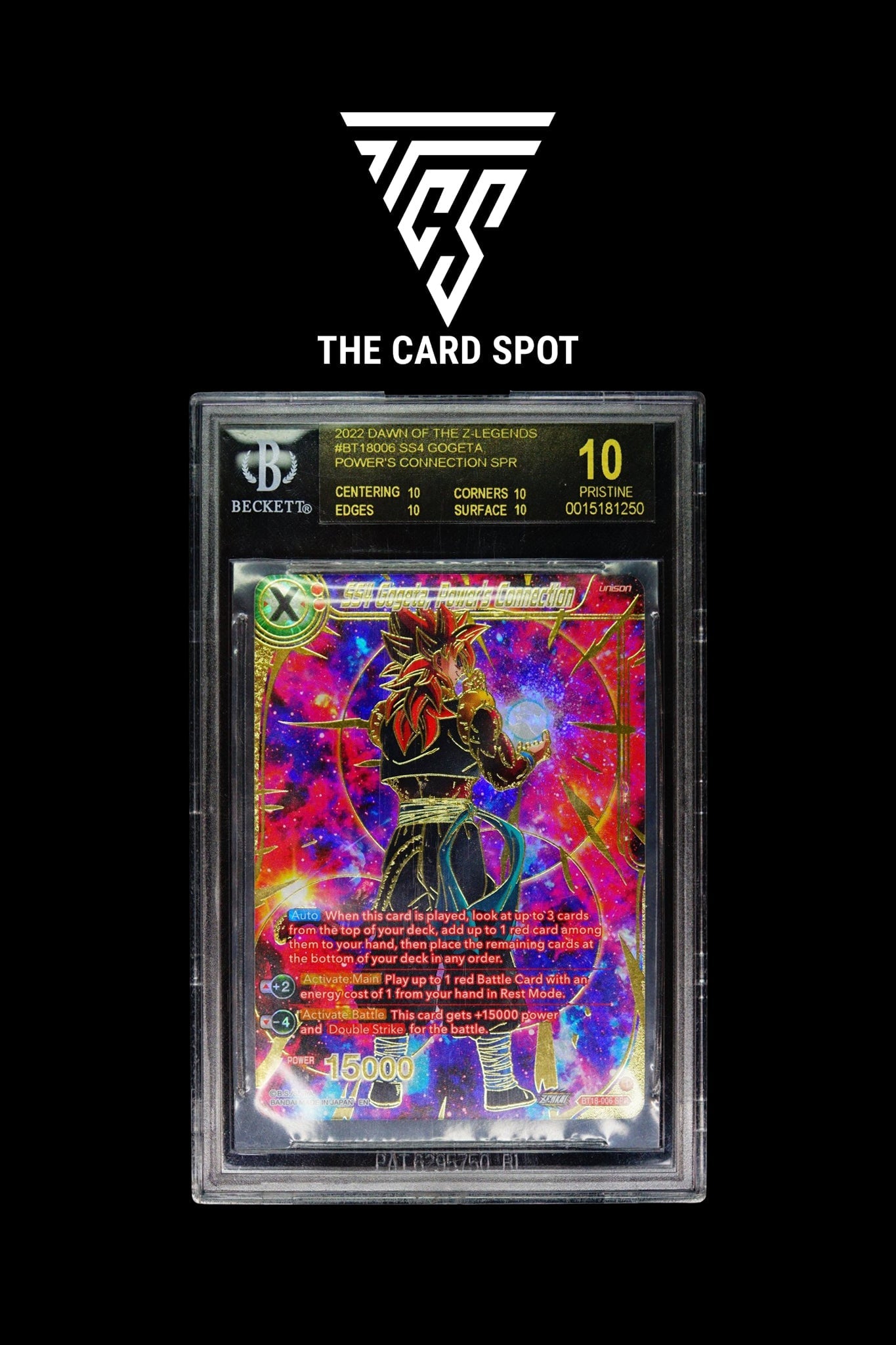 BGS 10 Black Label SS4 Gogeta, Power's Connection #BT18-006 SPR – THE CARD SPOT PTY LTD.